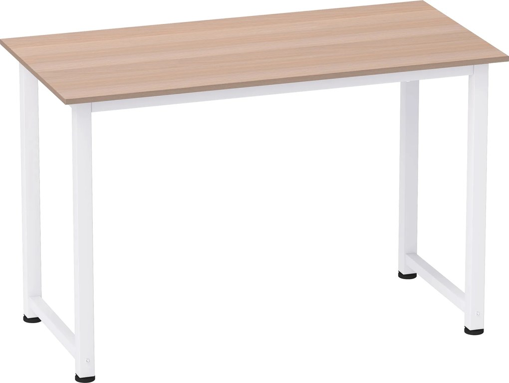HOMCOM Moderní pracovní stůl se železnou konstrukcí a nastavitelnými nohami 120x60x76 cm Bílý a přírodní