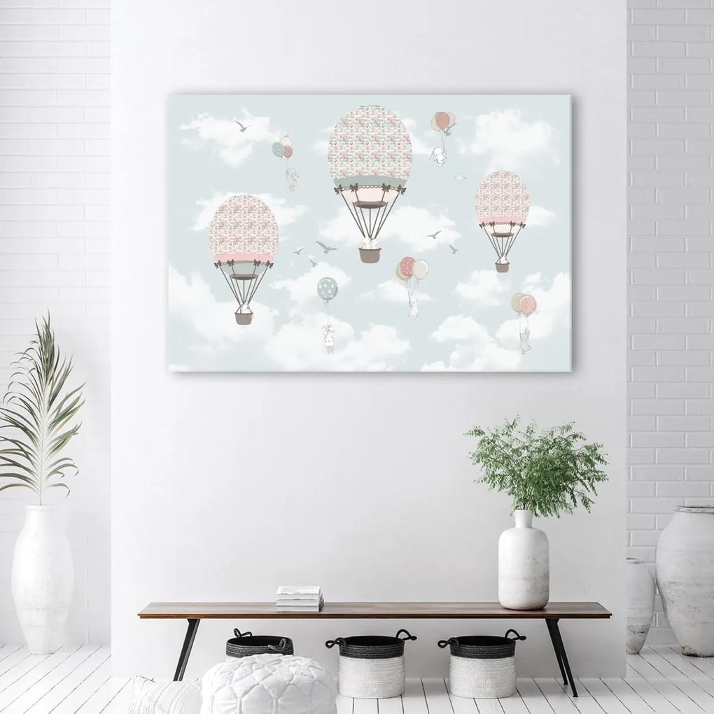 Obraz na plátně, Barevné balónové letové zvířata - 120x80 cm