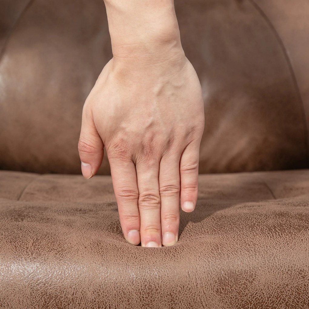 HOMCOM Relaxační Křeslo s Ottomans, Otočné Křeslo k Televizi s Funkcí Polohování, Potahované Křeslo do Obývacího Pokoje, Ložnice, Hnědá Microfiber, 7…