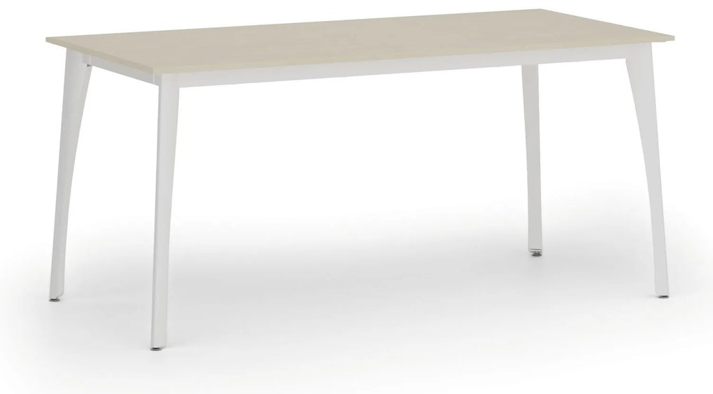 Jednací kancelářský stůl PRIMO OMEGA, 160x80 cm, bílá podnož, bříza