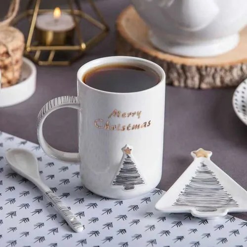 Altom Porcelánový hrnek v dárkové krabičce Nordic Winter tree 360 ml