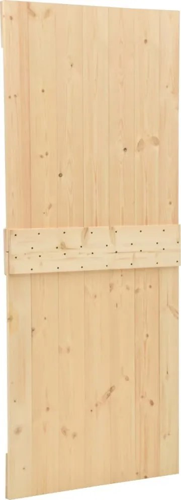 vidaXL Posuvné dveře s kováním 80 x 210 cm masivní borovice [3057587] Barva: Hnědá