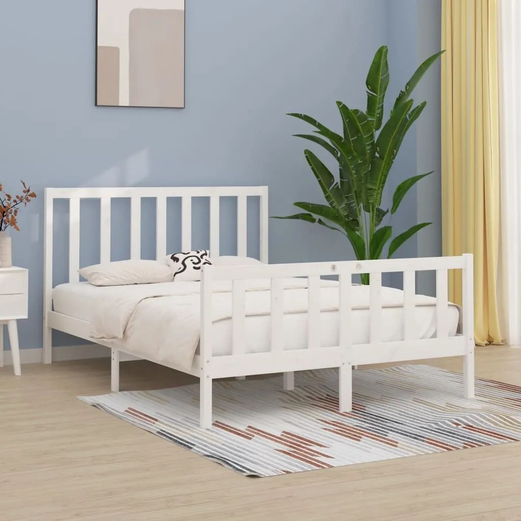 Rám postele bílý masivní dřevo 140 x 190 cm,  3105206