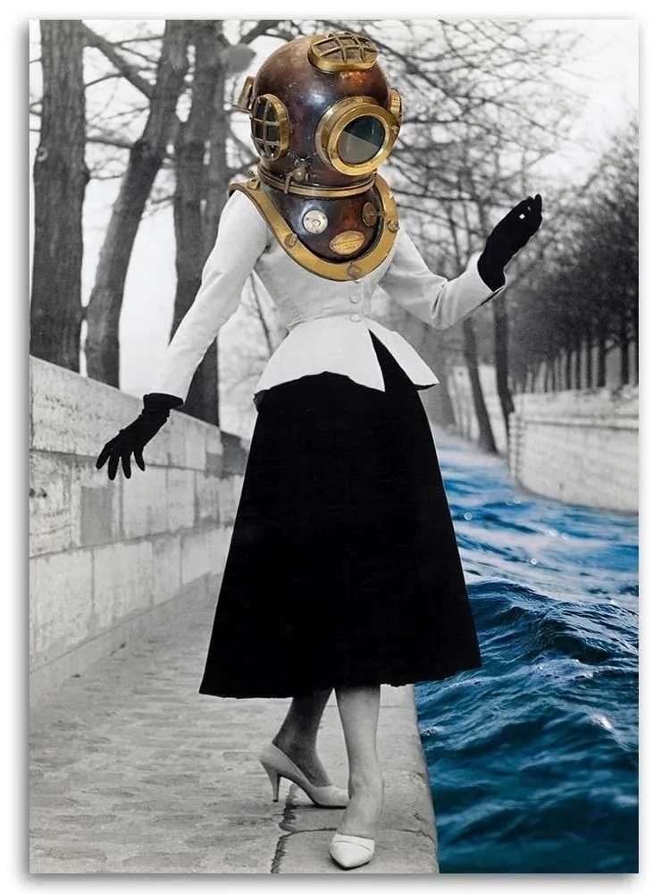Gario Obraz na plátně Žena s potápěčskou helmou - Lili Chartrand Rozměry: 40 x 60 cm