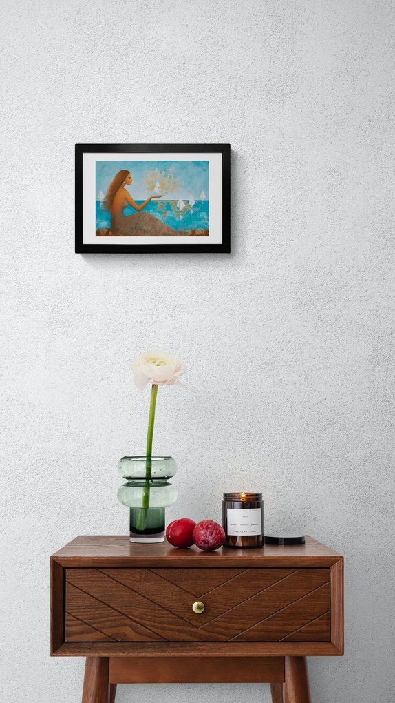 Veronika Švédová | Posílám ti vítr do plachet Rám: Dubový, Velikost: 20 x 30 cm