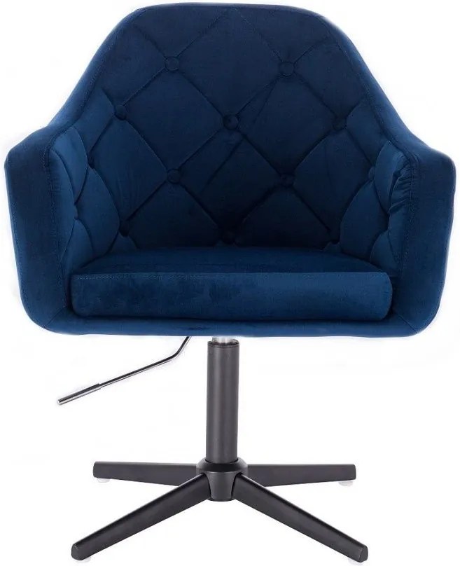 LuxuryForm DESIGN Otočné křeslo ANDORA VELUR na černém kříži - modré