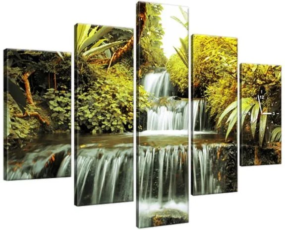 Tištěný obraz s hodinami Vodopád v přírodě 150x105cm ZP2538A_5H
