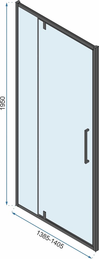 Rea Rapid Swing, 3-stěnový sprchový kout 70 (dveře) x 80 (stěna) x 195 cm, 6mm čiré sklo, černý profil, KPL-009946