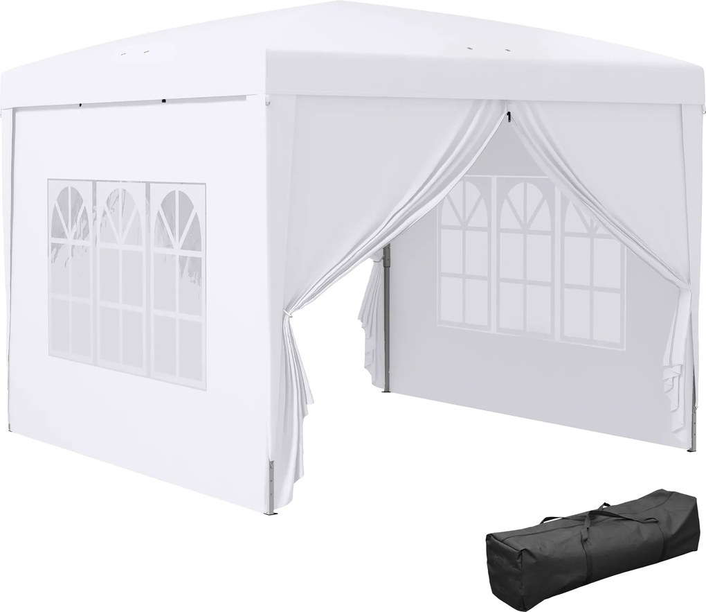 Pavilon Outsunny cca 3x3m, vodoodpudivý stabilní zimní skládací pavilon, UV ochrana 50+, skládací párty stan s 4 bočními panely a taškou, zahradní pav