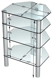 Hifi stolek SONOROUS RX 2140 (černé sklo + černé alu)