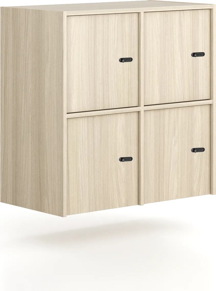 Nástavba pro skříně FRAME, 4x dveře, 872 x 450 x 854 mm, mechanický zámek, dub přírodní