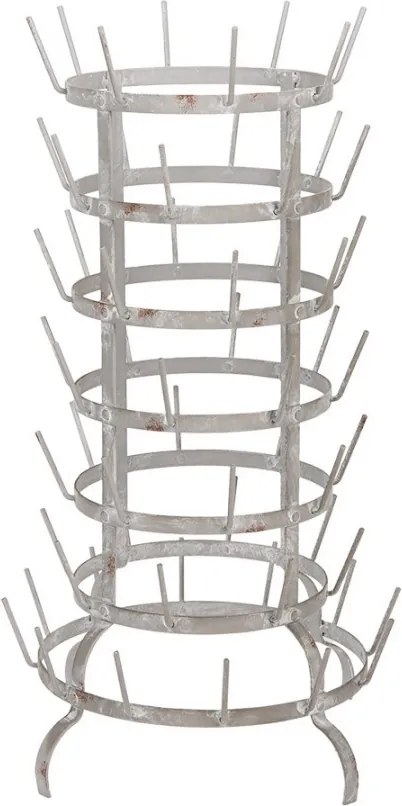 Šedý antik kovový stojan na hrnky a láhve s 60ti držáky Julien - Ø 37*66 cm