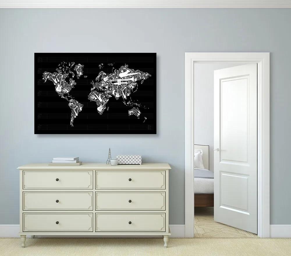 Obraz hudební mapa světa - 60x40 cm