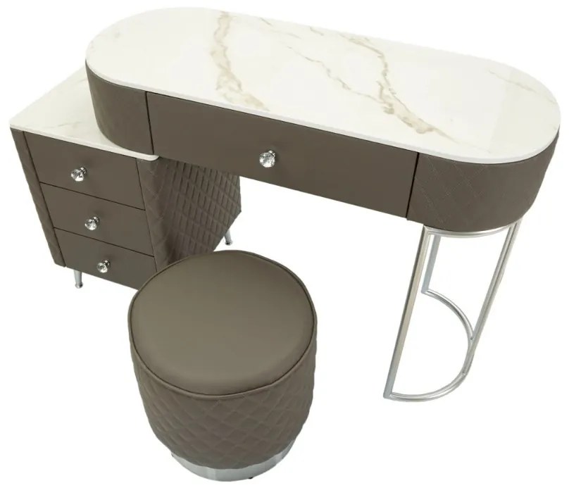 Designový toaletní stolek s taburetkou Pembroke II šedý