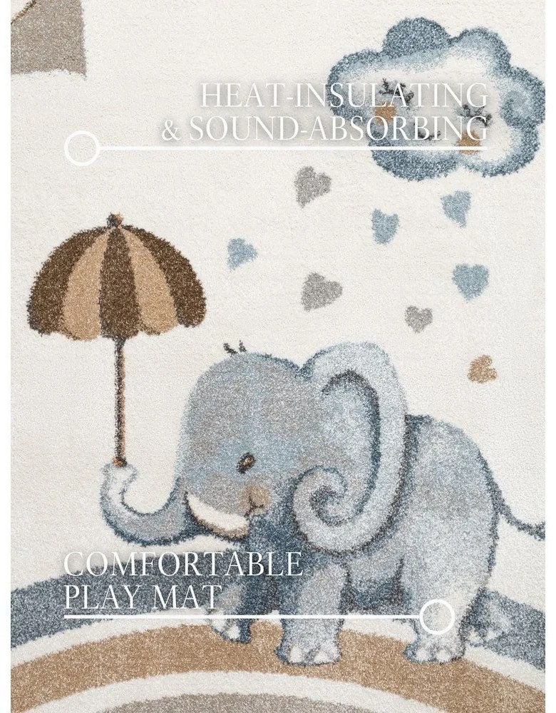 Krémový dětský koberec 120x170 cm Walk like an Elephant Rainy Party – Villeroy&amp;Boch