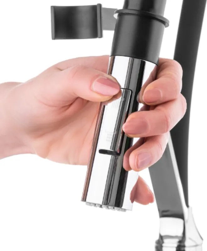 Invena Terra, kuchyňská baterie s elastickým ramenem, černá-chrom, INV-BZ-54-L04-D