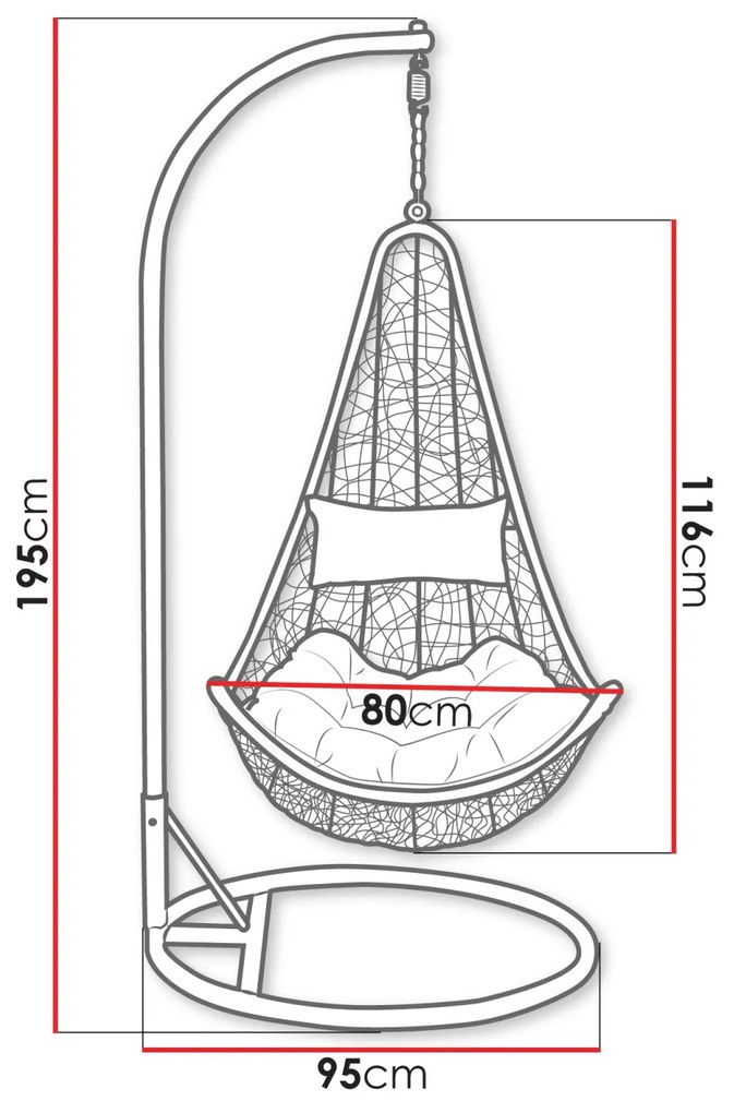 Závěsné křeslo JOSHUA - šedé
