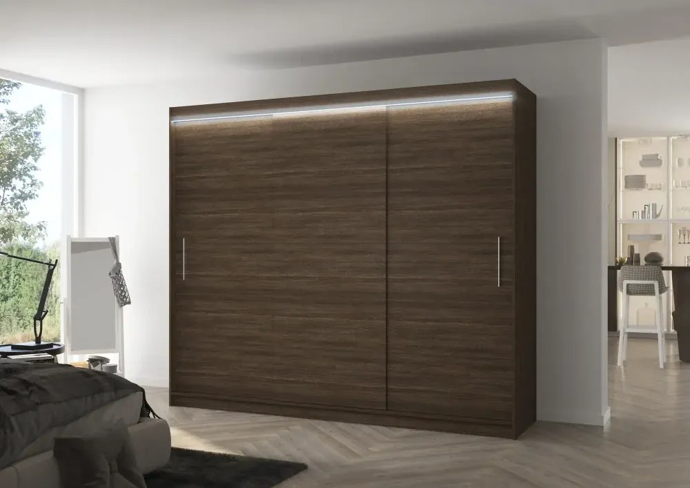 Posuvná skříň s LED osvětlením ANTOS 250 choco