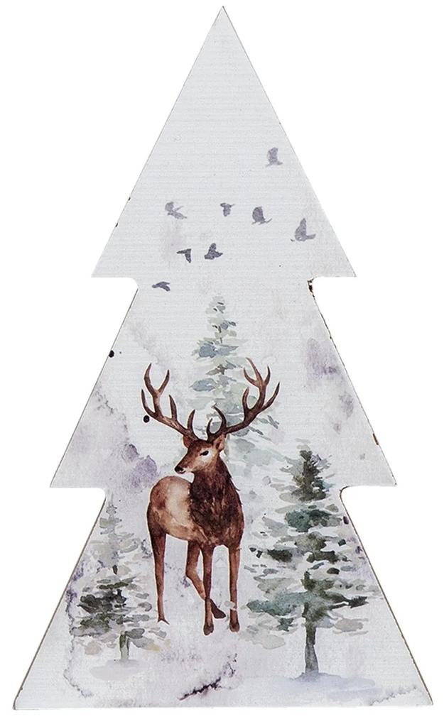 Vánoční dekorativní stromek s jelenem - 10*2*17 cm