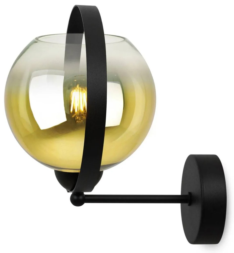 Nástěnné svítidlo Bergen Gold Ring, 1x zlaté/transparentní skleněné stínítko (fi 15cm)