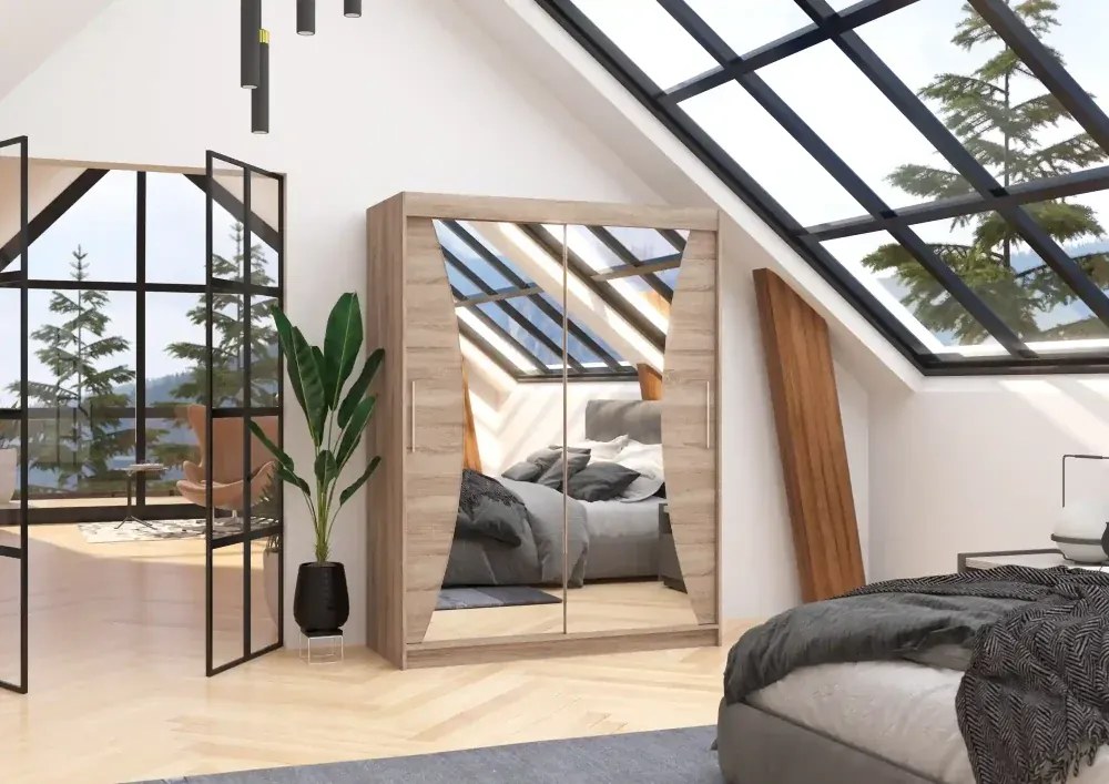 Skříň posuvná se zrcadlem MAX 150 lanýž