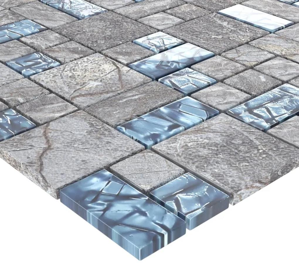 vidaXL Mozaikové dlaždice 11 ks šedé a modré 30 x 30 cm sklo