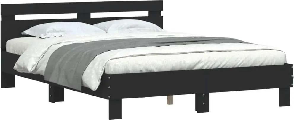 vidaXL Rám postele s čelem a LED osvětlením 150 x 200 cm [3207540] Barva: Černá