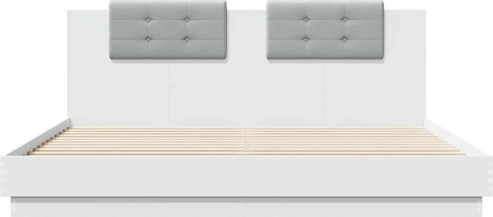 Rám postele s čelem bílý 160 x 200 cm kompozitní dřevo 3209905