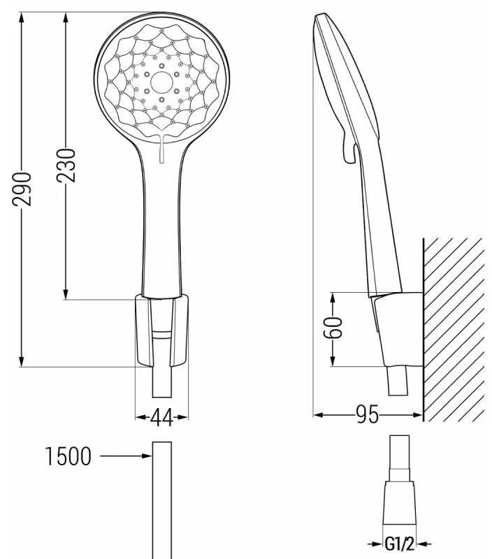 Mexen Sabre R74 vanová baterie se sprchovou sadou, Chromovaná - 7213R74-00