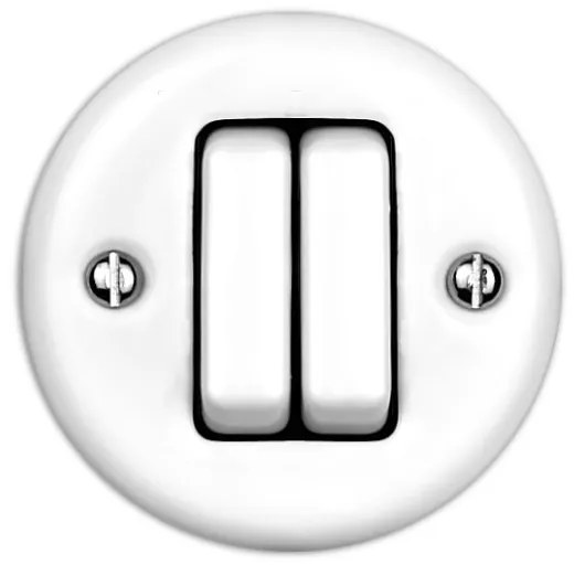 Elhard Nástěnný keramický vypínač s kolébkou č.5b (6+6), bílý KN1055W