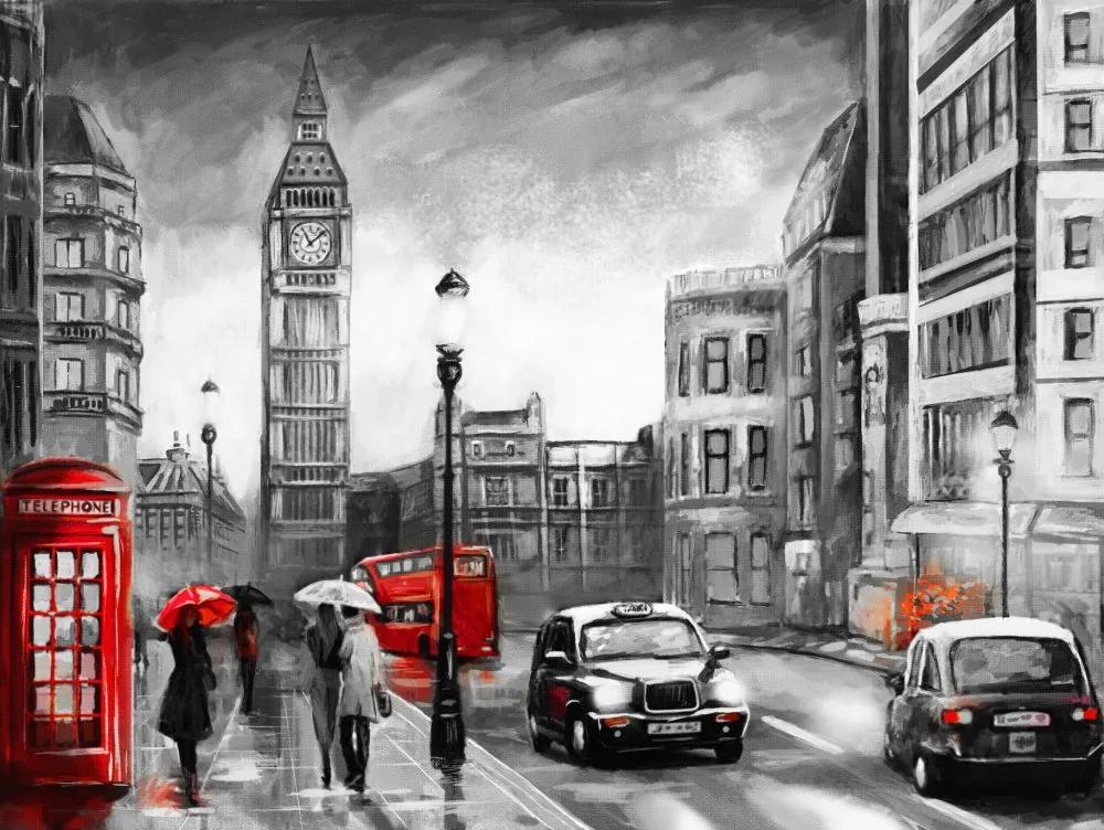 Vícedílný obraz Pohled Na Londýnské Ulice Nedostatek Nedostatek Přírodní plátno 200x150