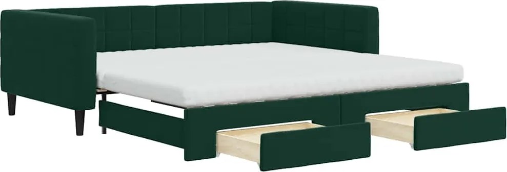 Válenda s přistýlkou a zásuvkami tmavě zelená 100x200 cm samet 3196772