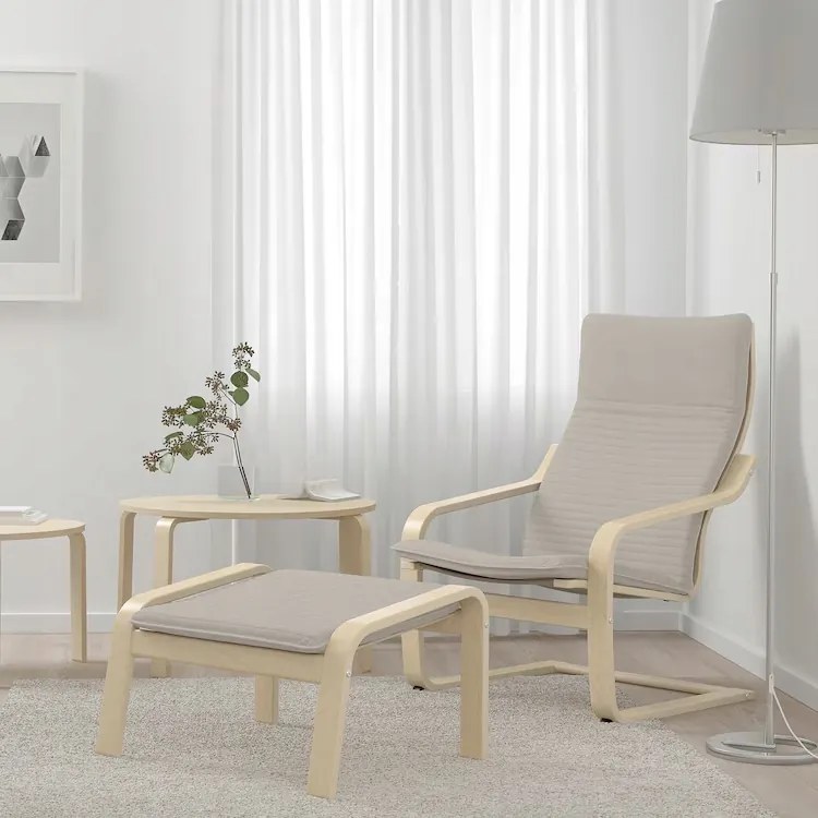 IKEA POANG Křeslo okl bříz Knisa světle béžová