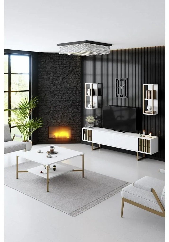 Konferenční stolek Gold Line White