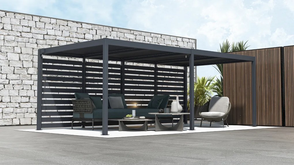 Boční zástěna pro bioklimatickou pergolu BestBerg BBP-F1CG / 283 × 218 cm / šedá