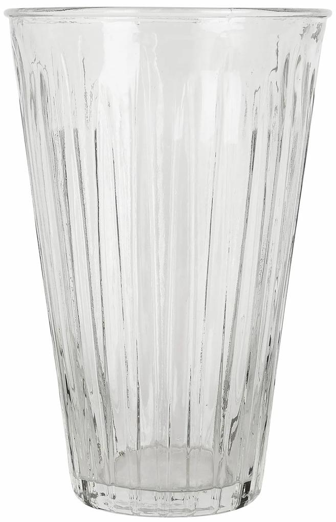 IB LAURSEN Skleněná váza Grooves Clear, čirá barva