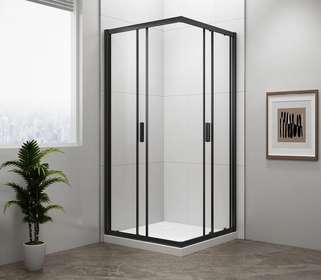 Polysan Polysan, EASY BLACK čtvercová sprchová zástěna 800x800mm, čiré sklo, EL5215B
