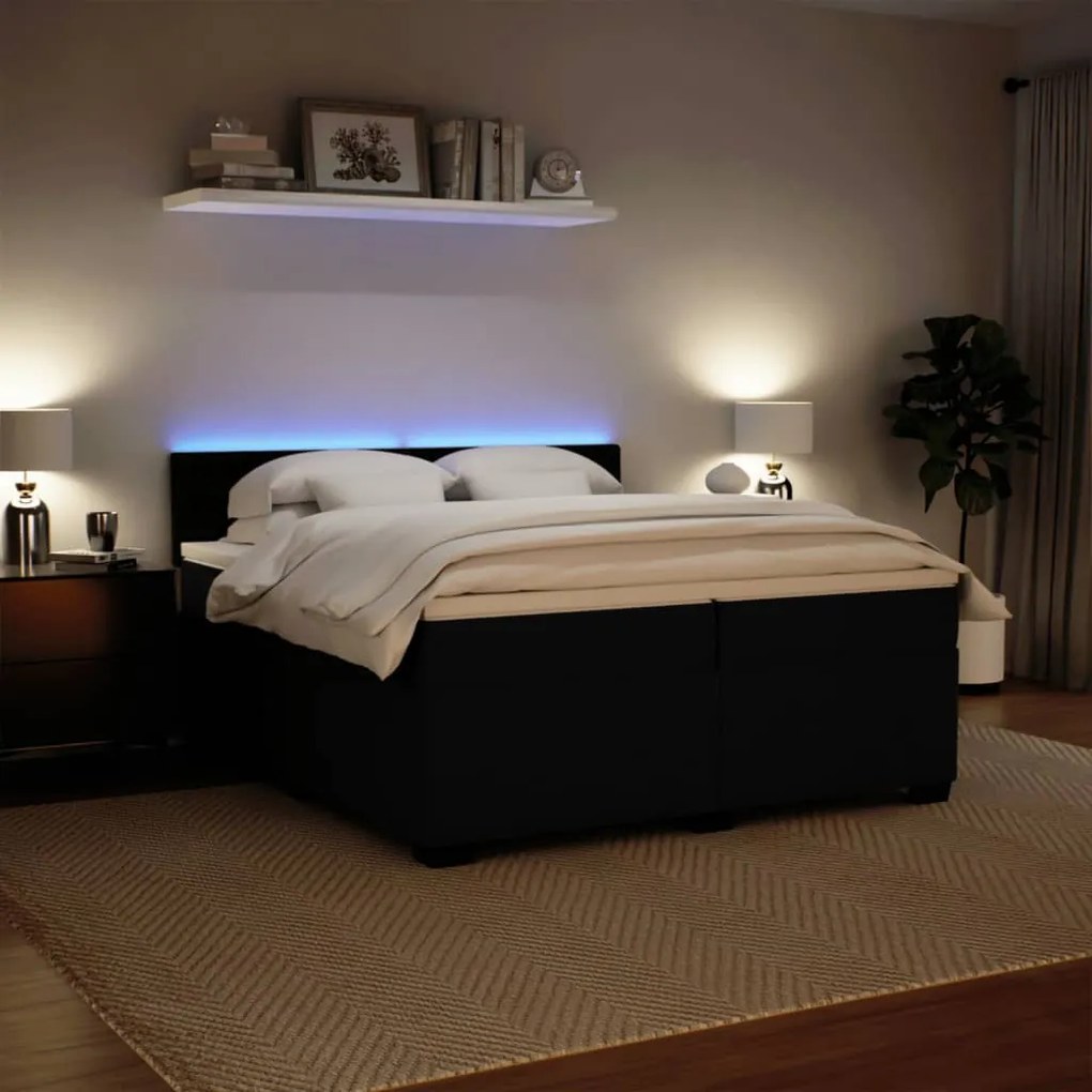 Box spring postel s matrací černá 200x200 cm samet 3288716