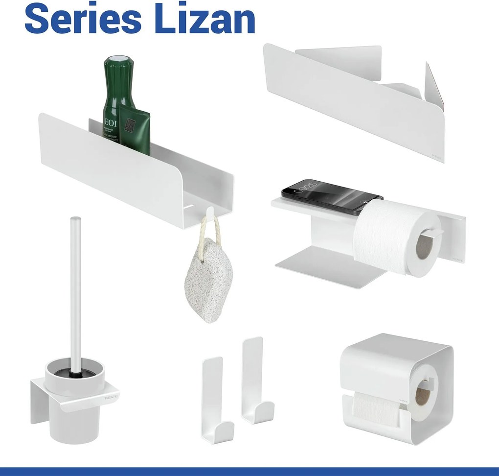 Silikonový WC kartáč, nástěnný LIZAN, WENKO, bílý