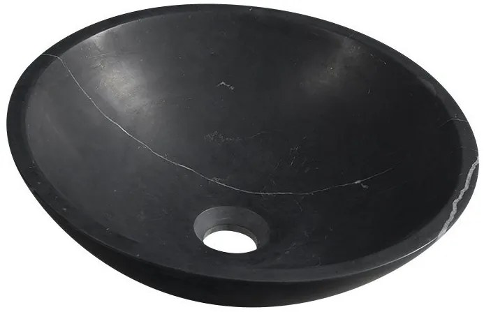 Sapho, BLOK kamenné umyvadlo průměr 40cm, černý Marquin, matný, 2401-35