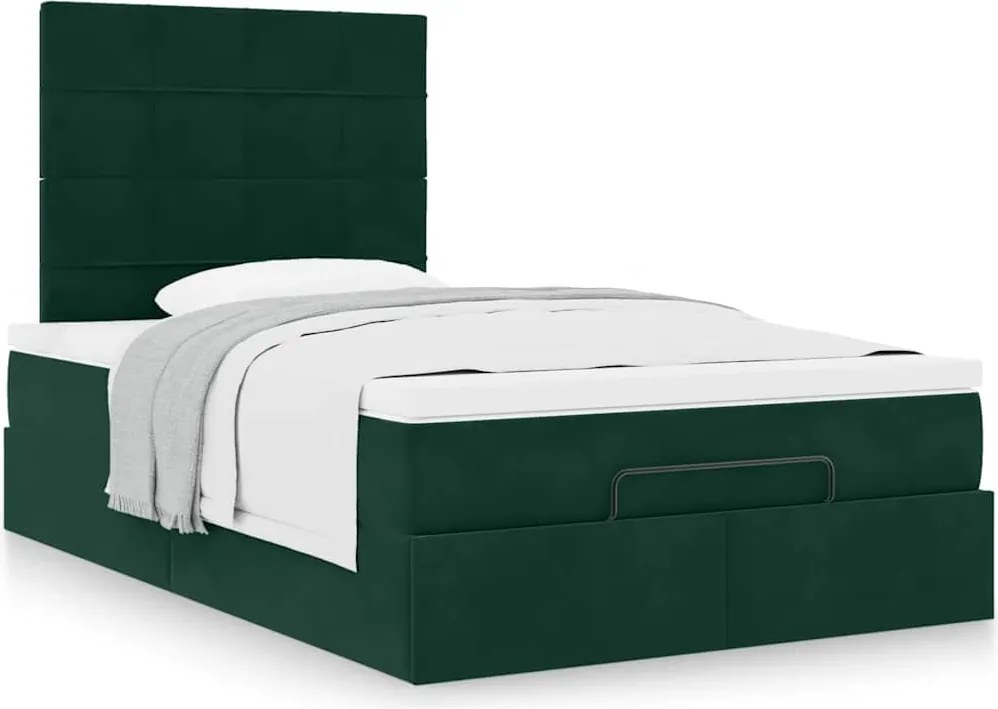 Osmanský rám postele s matracemi tmavě zelená 120x200cm samet 3313466