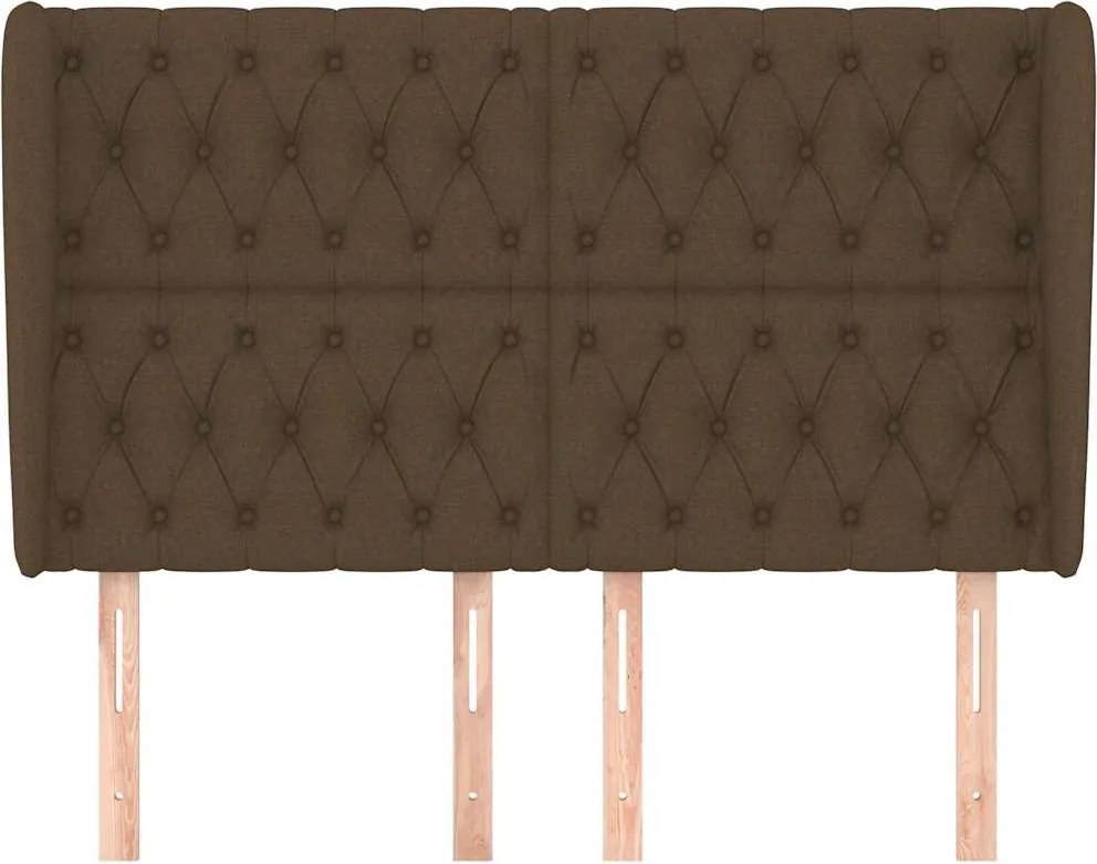 Čelo postele typu ušák tmavě hnědé 147x23x118/128 cm textil 3118293