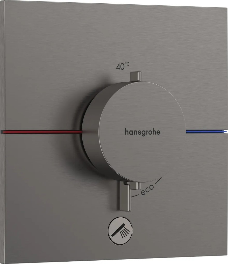 Hansgrohe ShowerSelect Comfort E, termostat pod omítku pro 1 spotřebič a další výtok, kartáčovaný černý chrom, HAN-15575340