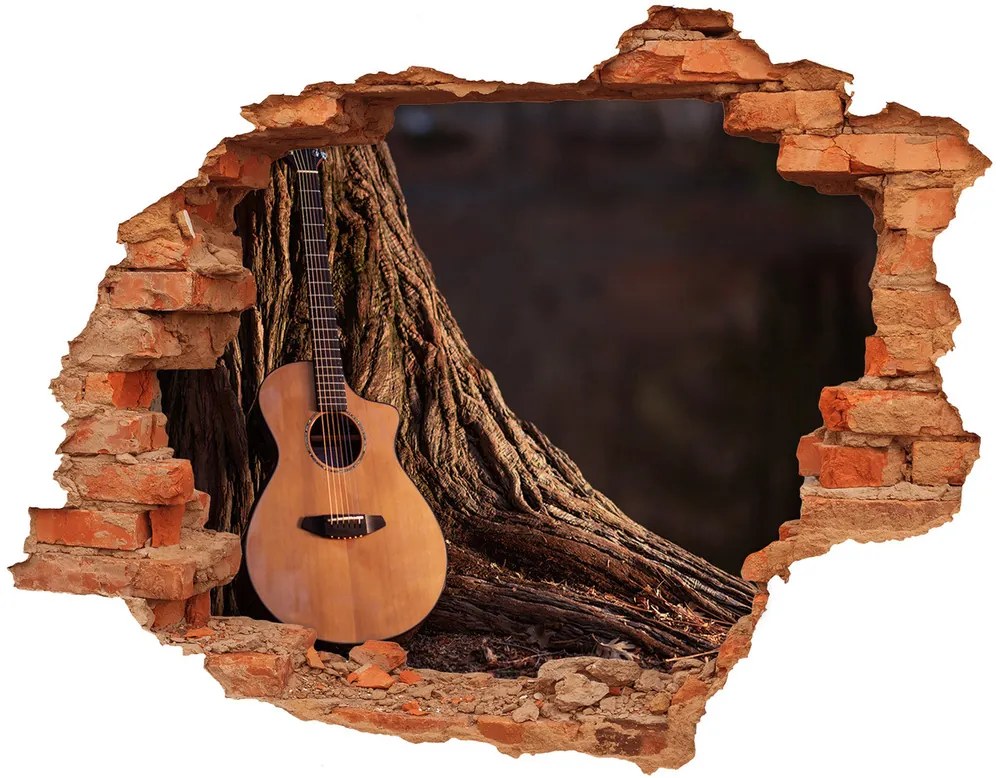 Wallmuralia Fotoobraz díra na stěnu Akustická kytara 90x70 cm