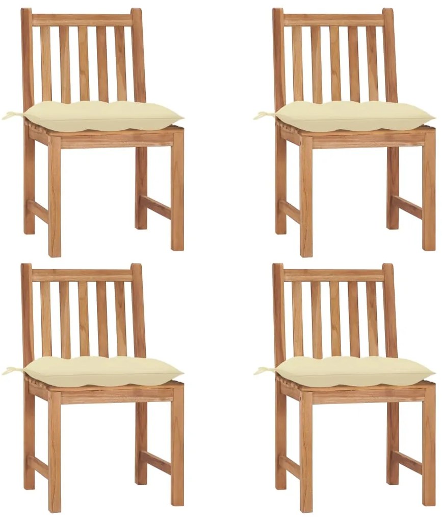 Zahradní židle 4 ks s poduškami masivní teak 3073105
