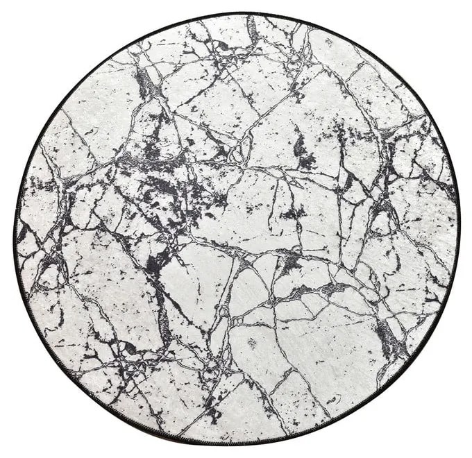 Černo-bílá koupelnová předložka Foutastic Marble Circle, ø 100 cm