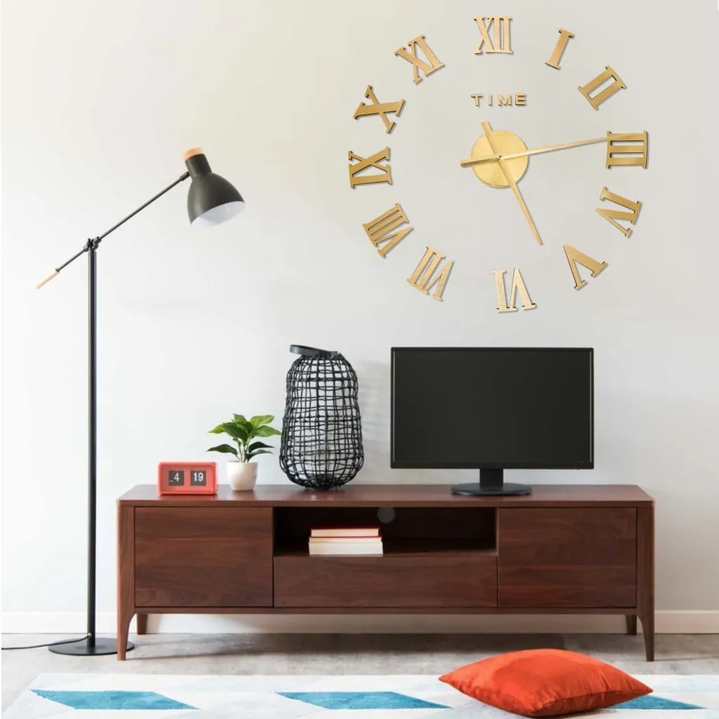 3D nástěnné hodiny moderní design zlaté 100 cm XXL 325160