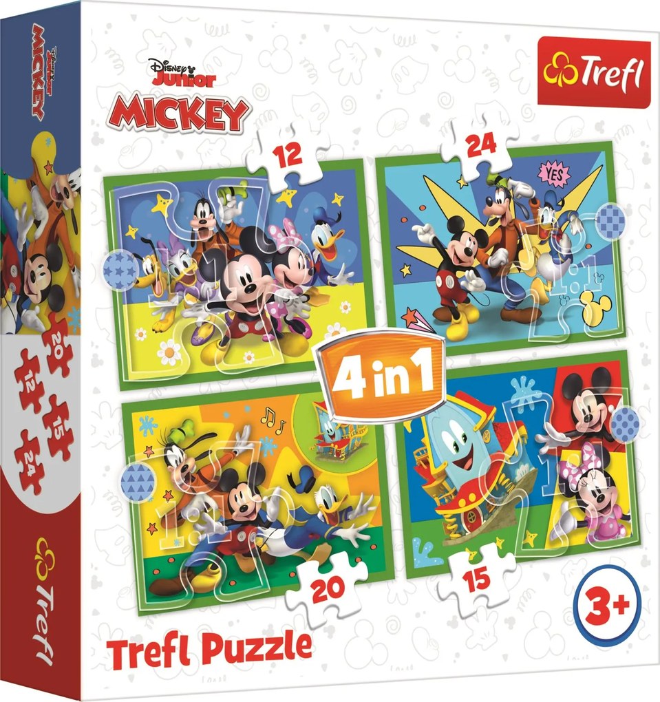 Puzzle trefl puzzle mickeyho klubík: s přáteli 4v1 (35,48,54,70 dílků)