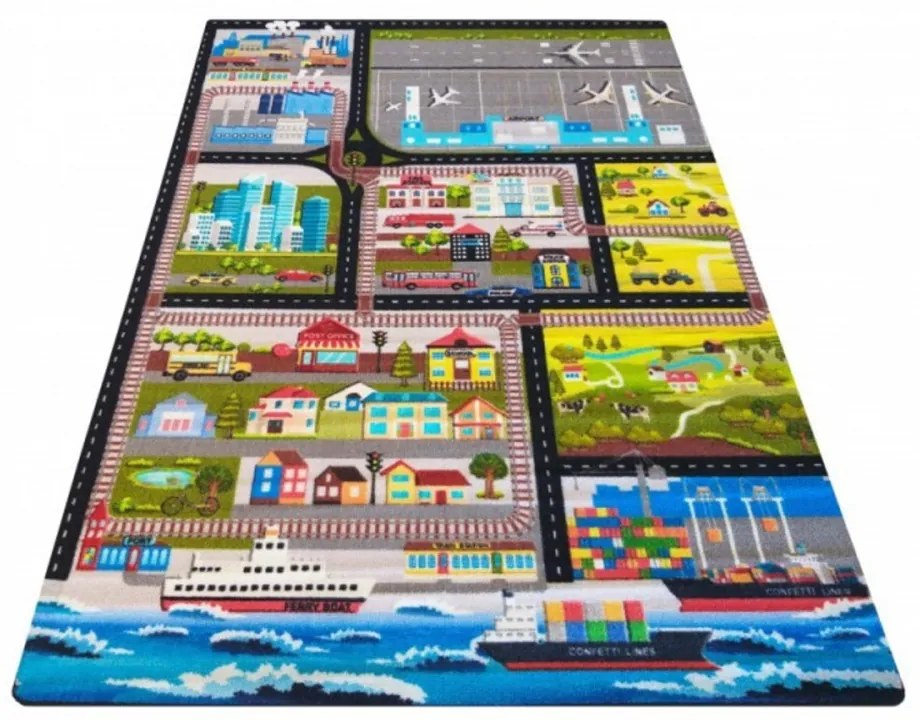 Dětský kusový koberec Ve městě vícebarevný, Velikosti 200x290cm