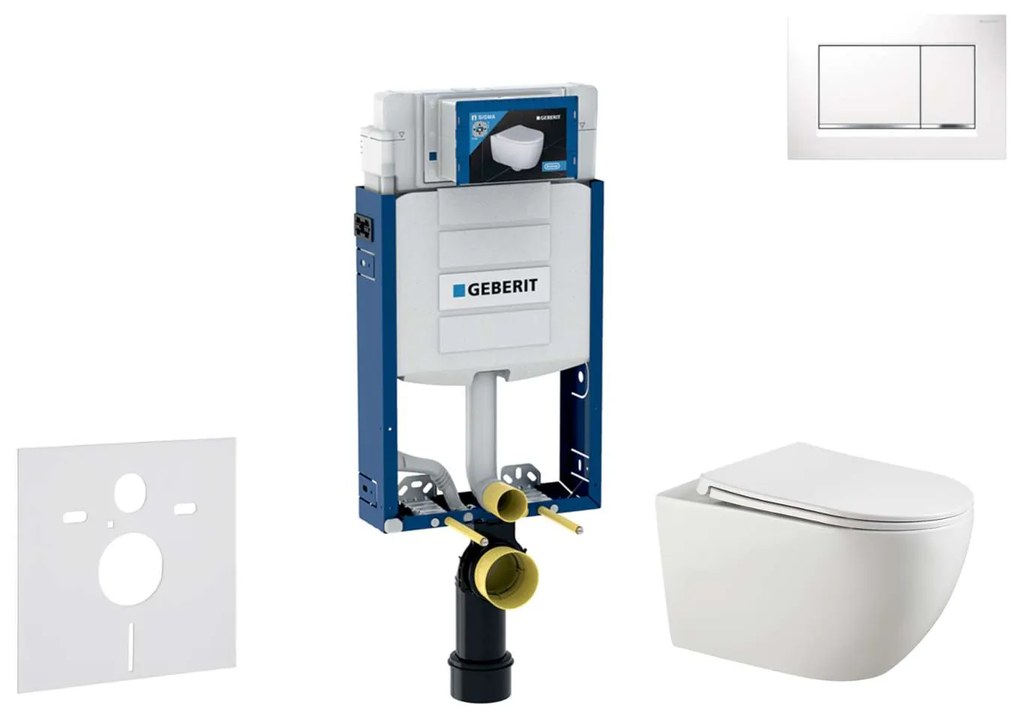 Geberit Kombifix - Set předstěnové instalace, klozetu Gaia a sedátka softclose, tlačítko Sigma20, bílá/chrom SANI15CA3118
